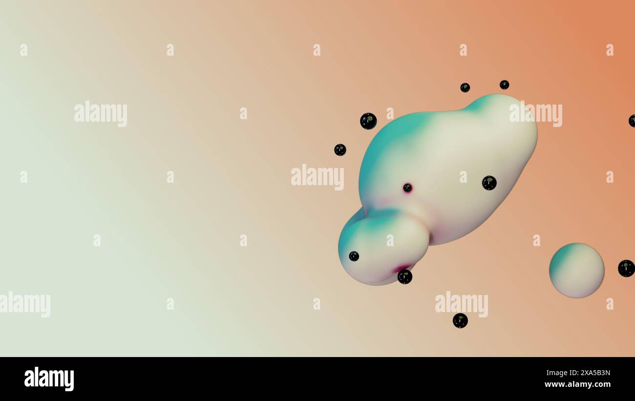 Liquid fluid dynamic abstract animated white metaball floating spheres ...