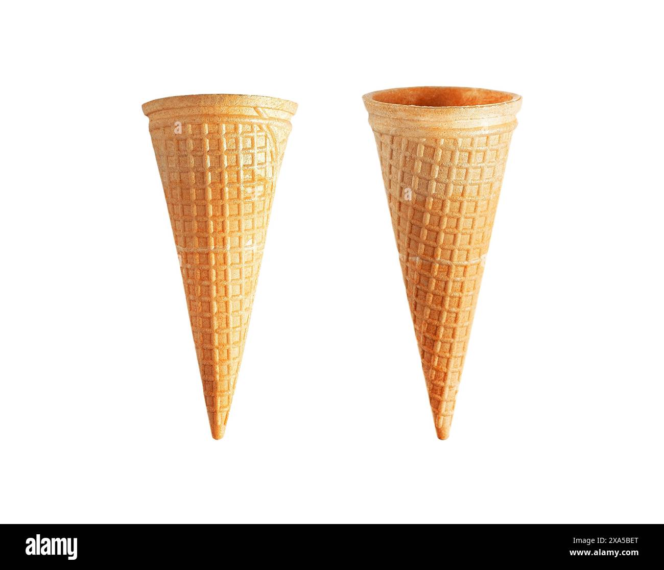 Collection of empty ice cream cone isolated on white background Stock ...