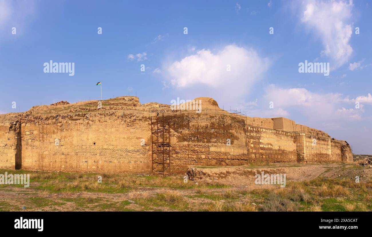 The city of Shamkir. Azerbaijan. 10.17.2021. High walls of the fortress ...