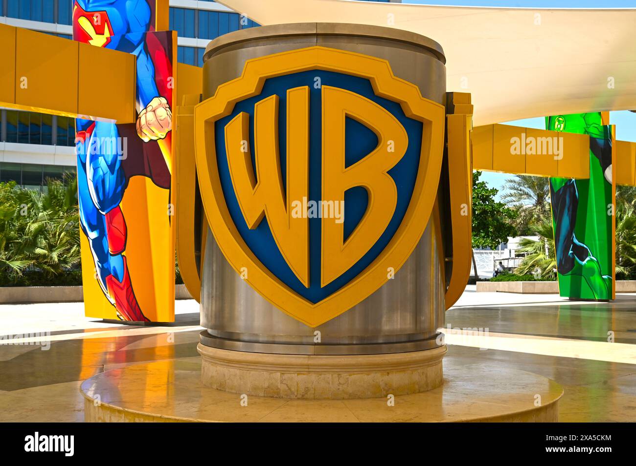 ABU DHABI - MAR 29: logotype of Warner Bros in front of entrance to the ...