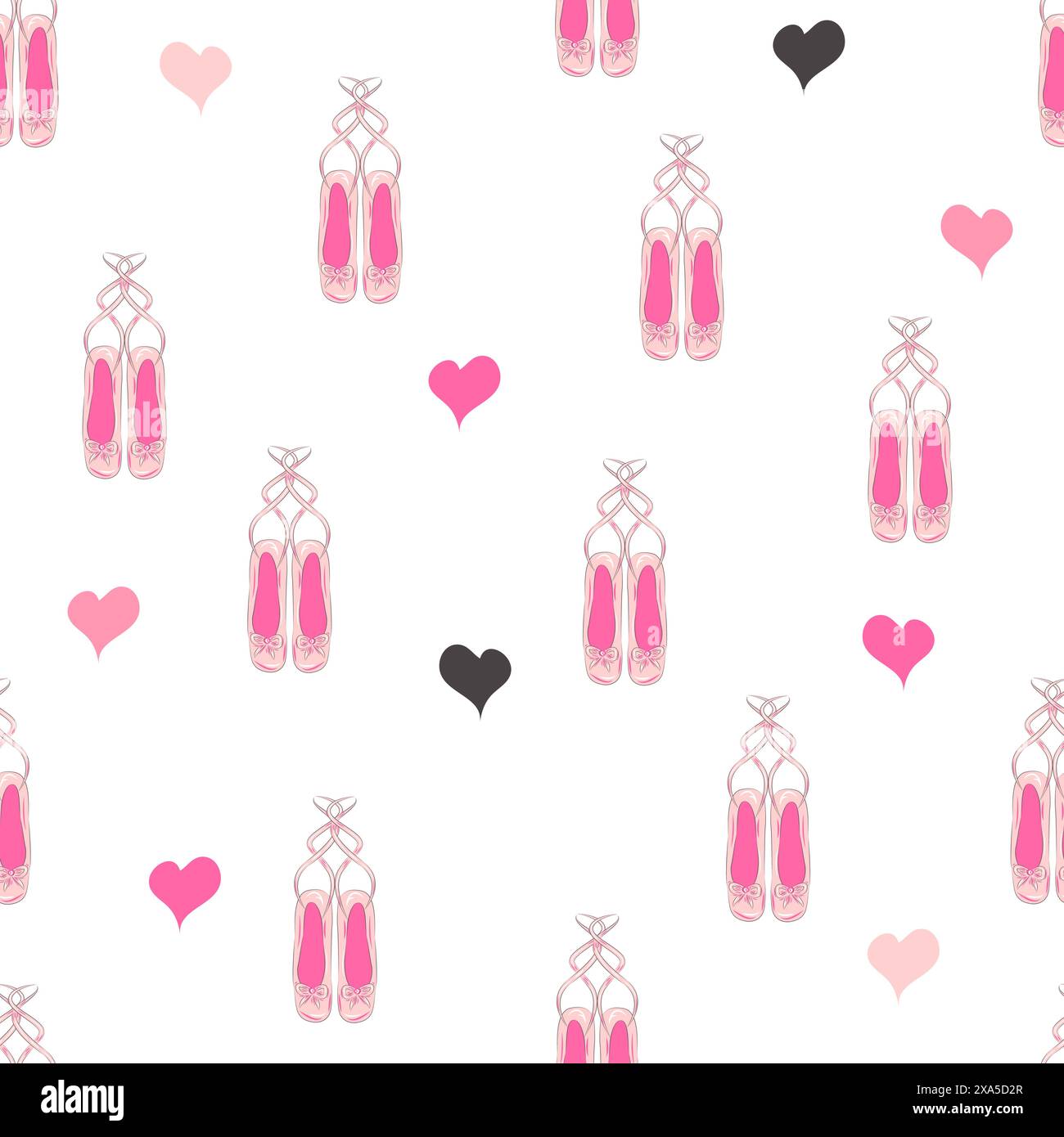 Seamless pattern with ballet pointe shoes and additional elements ...