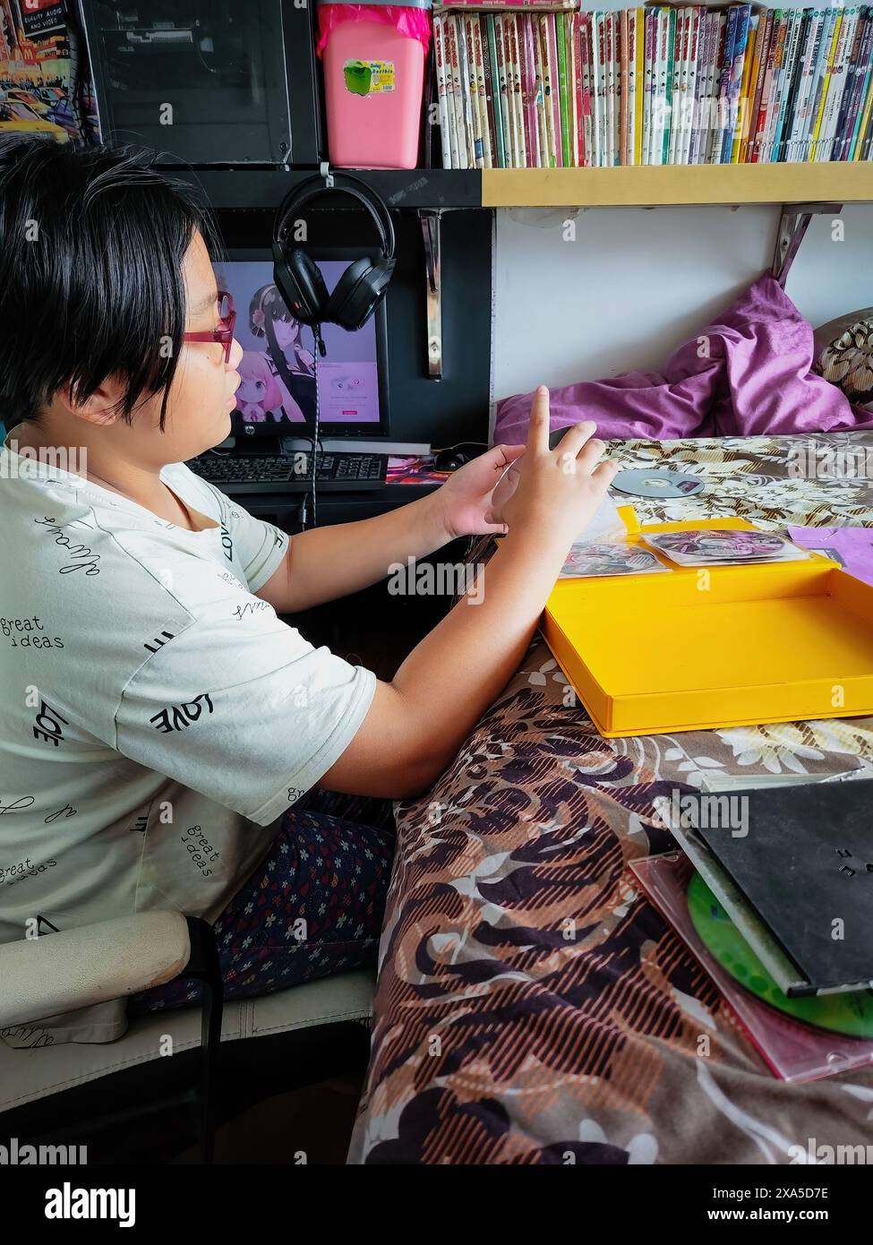 gamer girl at home is busy with gaming Stock Photo - Alamy