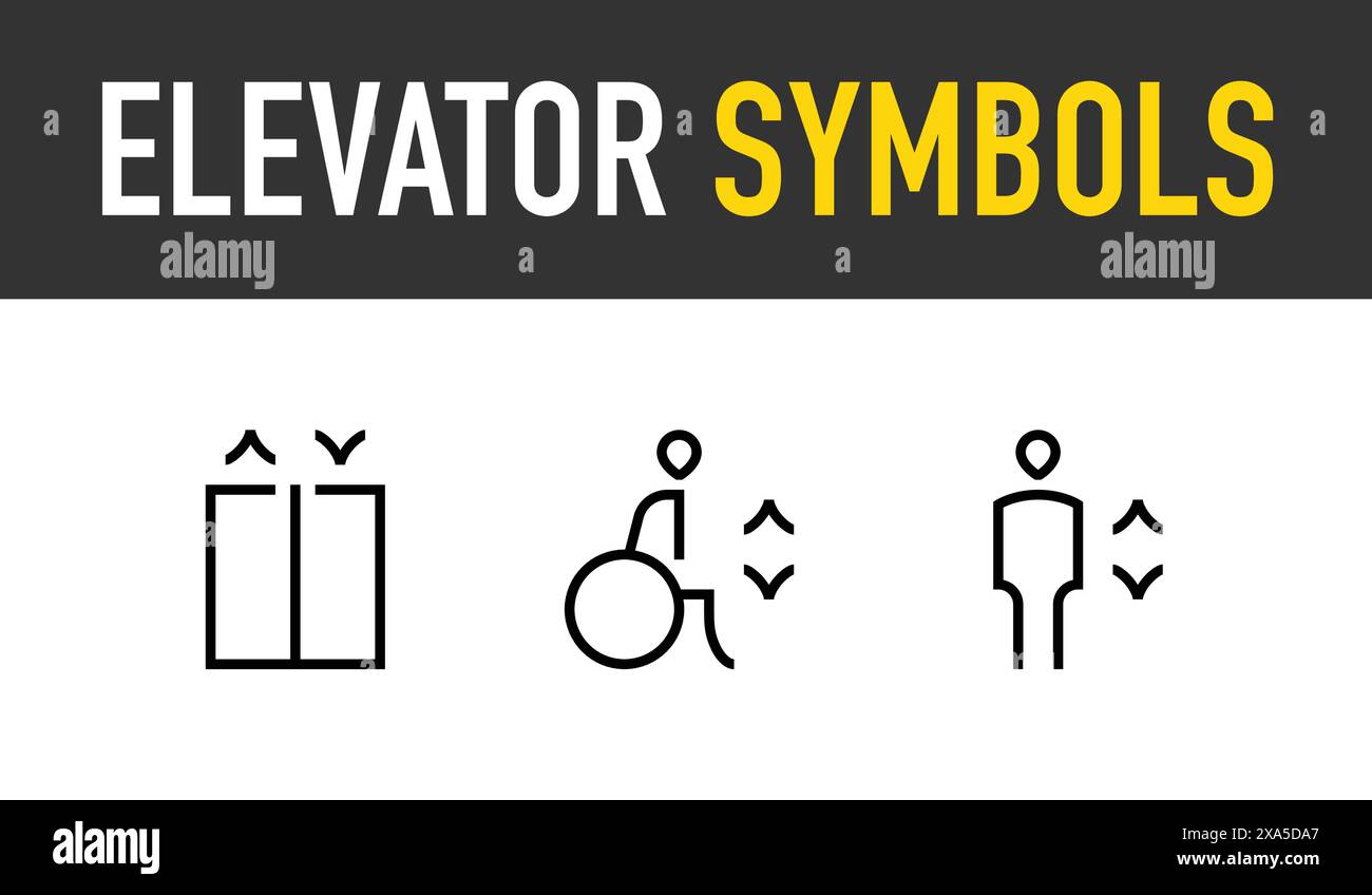 Elevator symbols icons. Elevator accessible, person vector icon ...