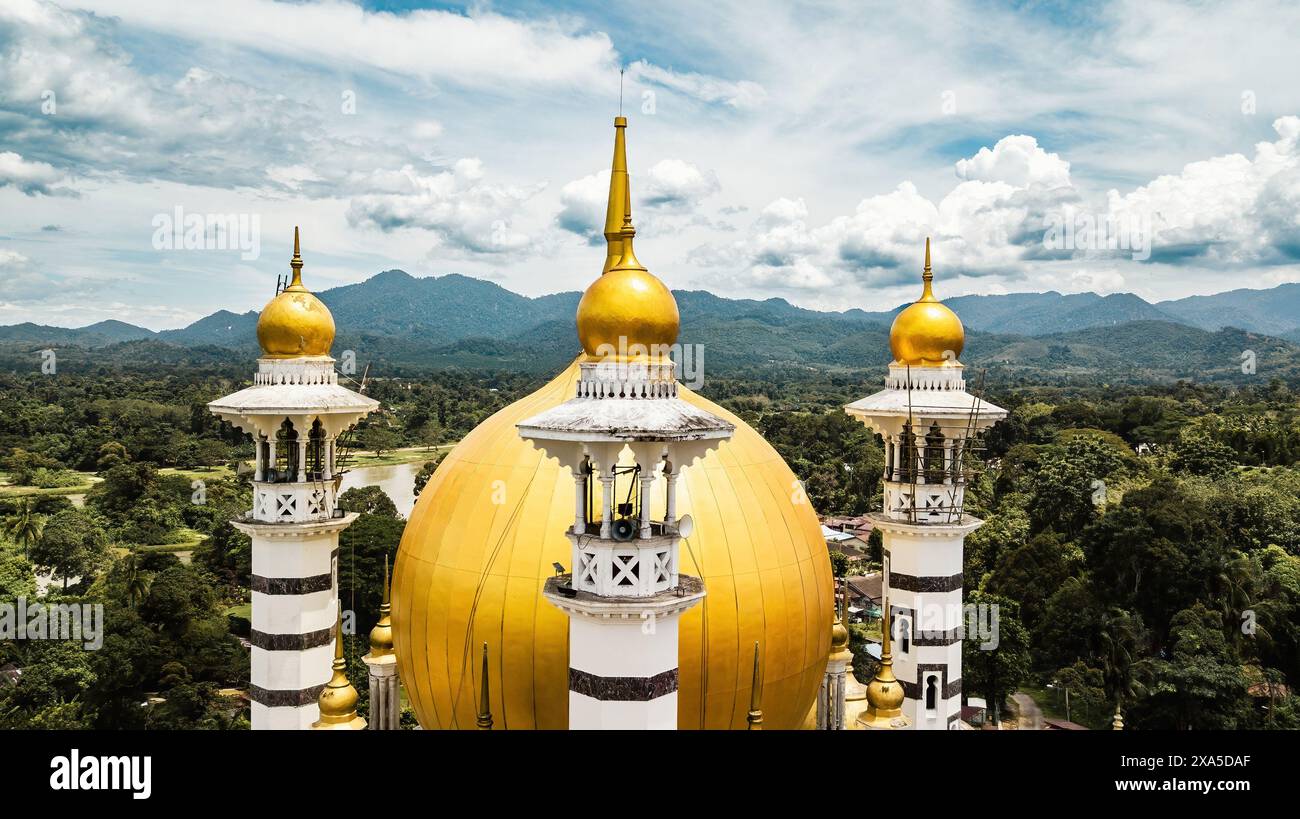 Aerial view of the Ubudiah Mosque at Kuala Kangsar, Perak, Malaysia ...