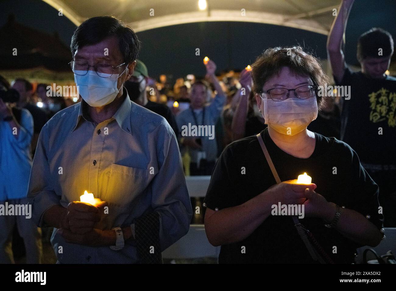 Taipei, Taiwan. 4th June, 2024. People gather for a Tiananmen Square ...