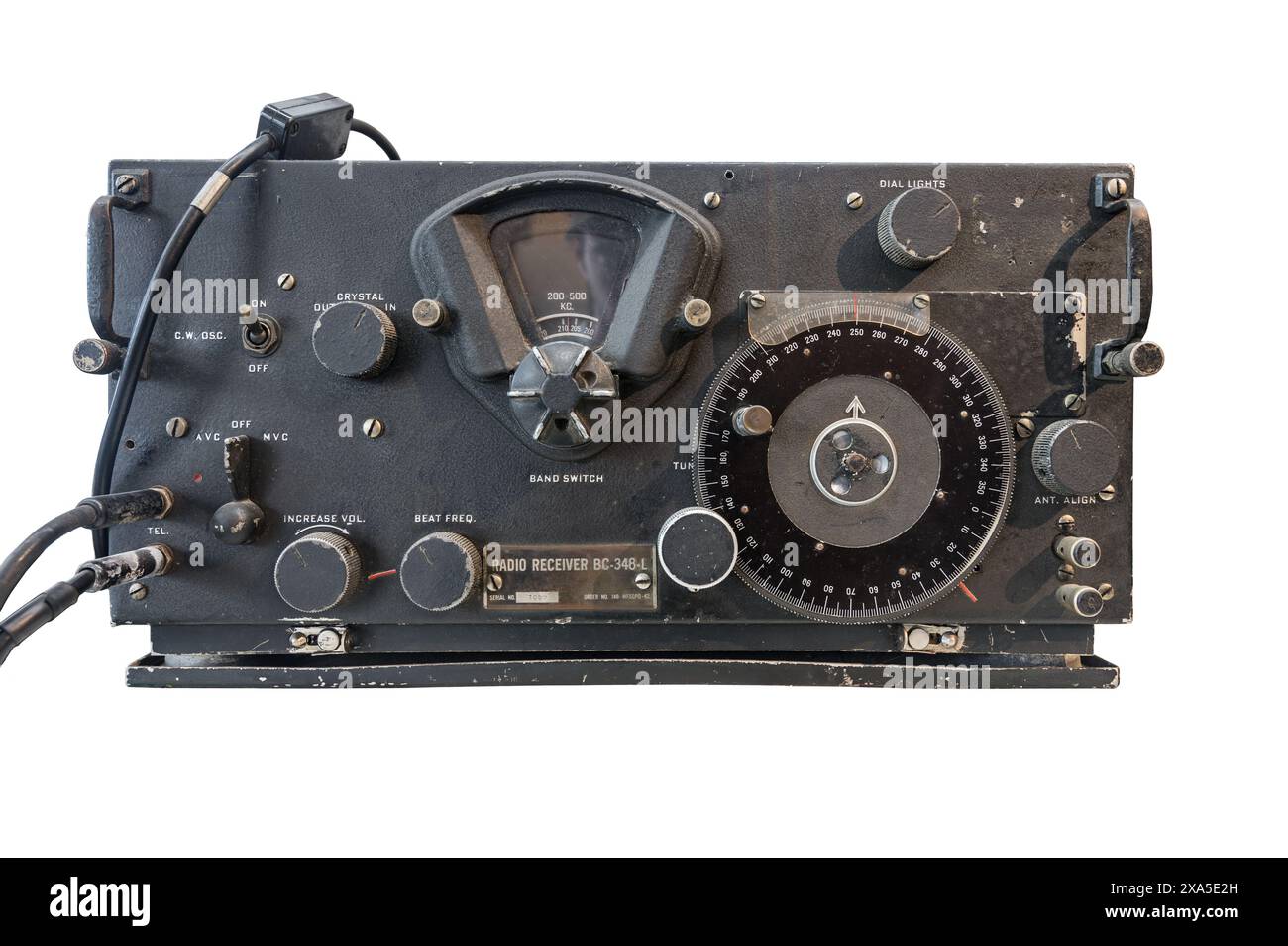 BC-348-L communications radio from a Martin B-26 Marauder bomber. USA BC-348 on white background ...