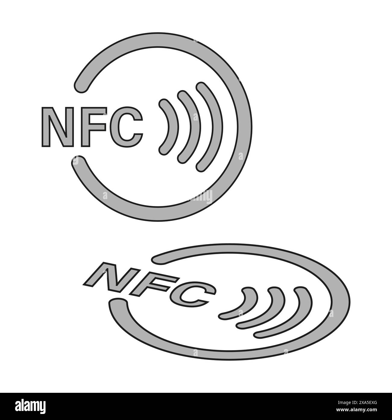Nfc Technology Icon Grey Wireless Signal Contactless Communication Vector Illustration Stock