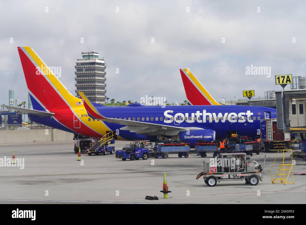 Southwest Airlines Boeing 737 shown at a gate, Terminal 1, LAX, Los ...