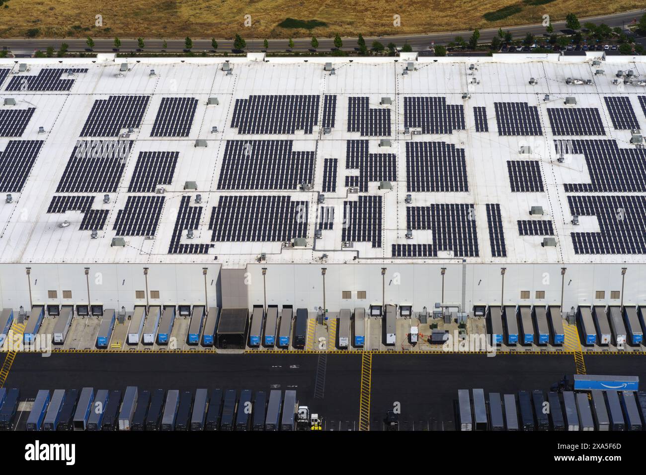Amazon facility, aerial view, shown near Sacramento International ...