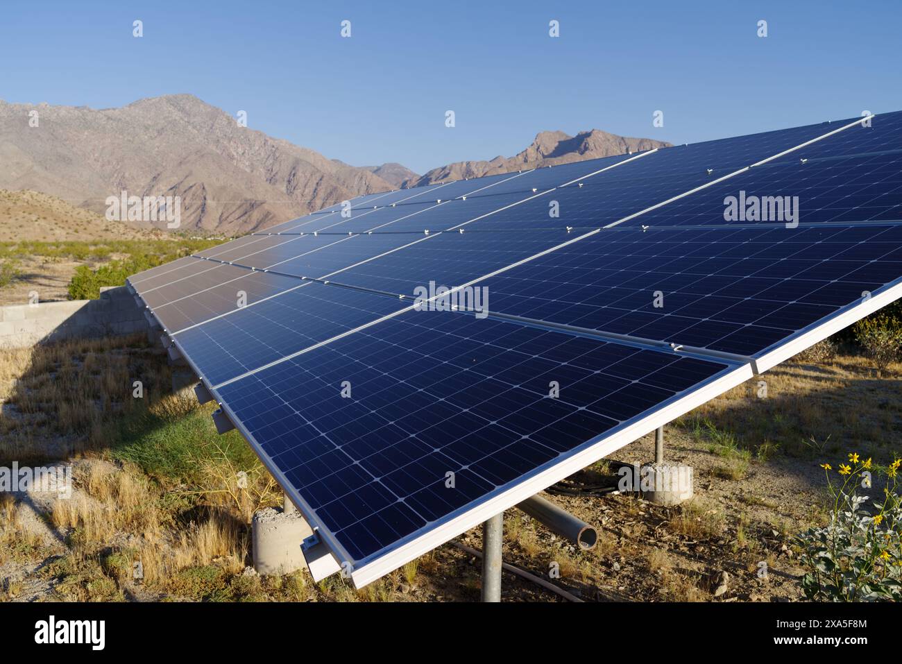 A small array of solar panels installed in Borrego Springs, a desert ...