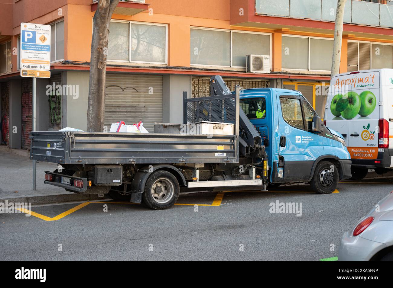 A Pipeline and works services vehicle Iveco Daily truck with crane arm ...