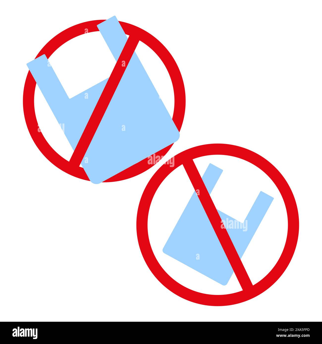 No plastic bags. Red prohibition symbol. Blue plastic bag icon. Vector ...
