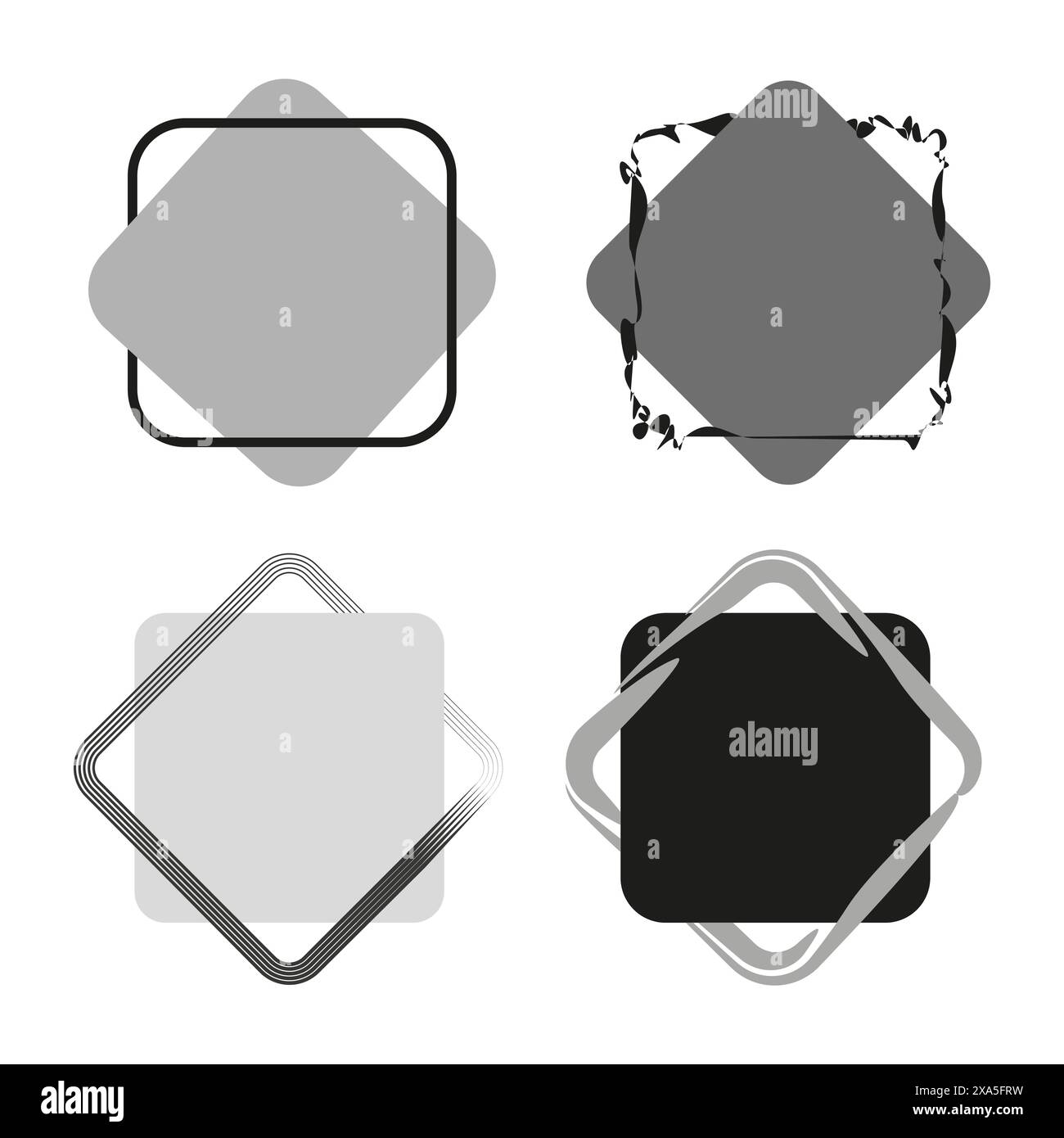 Gray abstract shapes. Black outlines. Modern design. Vector set Stock ...