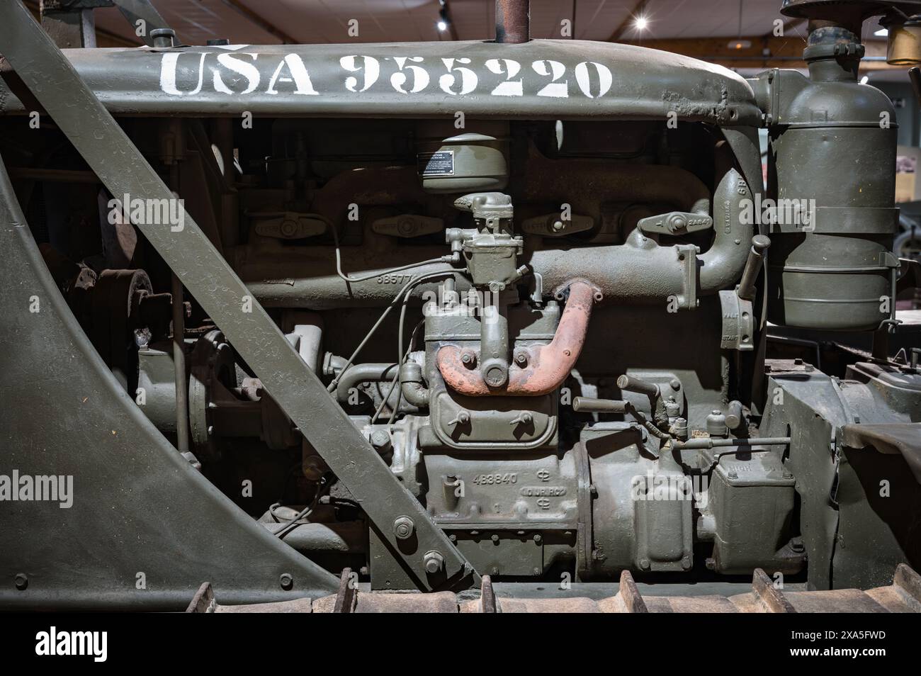 The engine of the caterpillar excavator tractor model D7 used in the ...