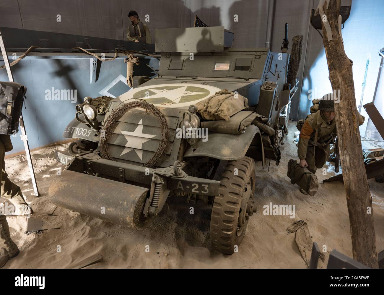 The American M3 Sout Car half-track vehicle on the beaches of Normandy ...