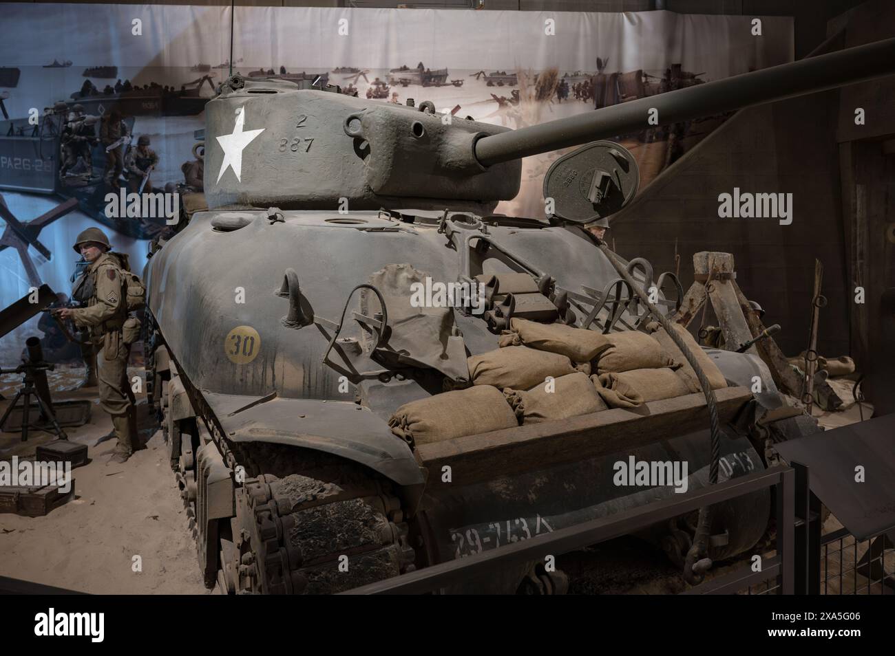 The American M4A1 Medium Tank Sherman from the Second World War inside ...