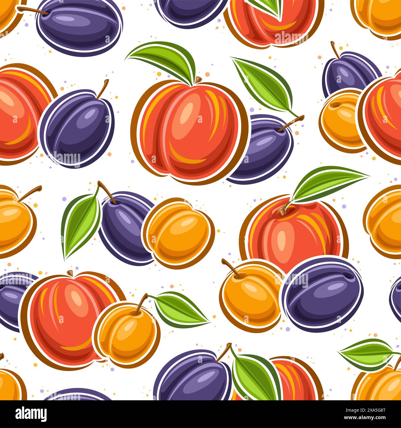 Vector Fruits Seamless Pattern, decorative background with flying raw ...