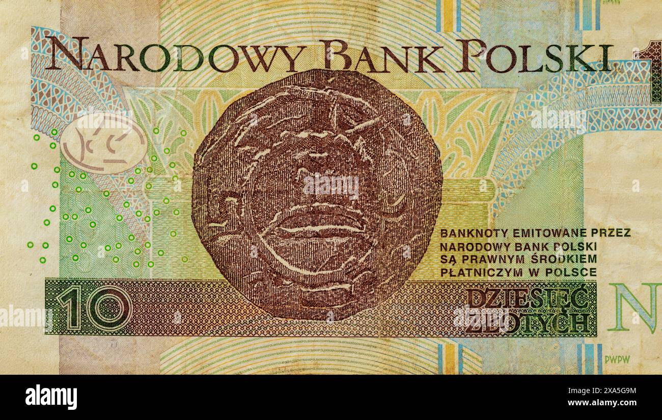 Money in form of Poland ten zloty issued by Narodowy Bank Polski at ...