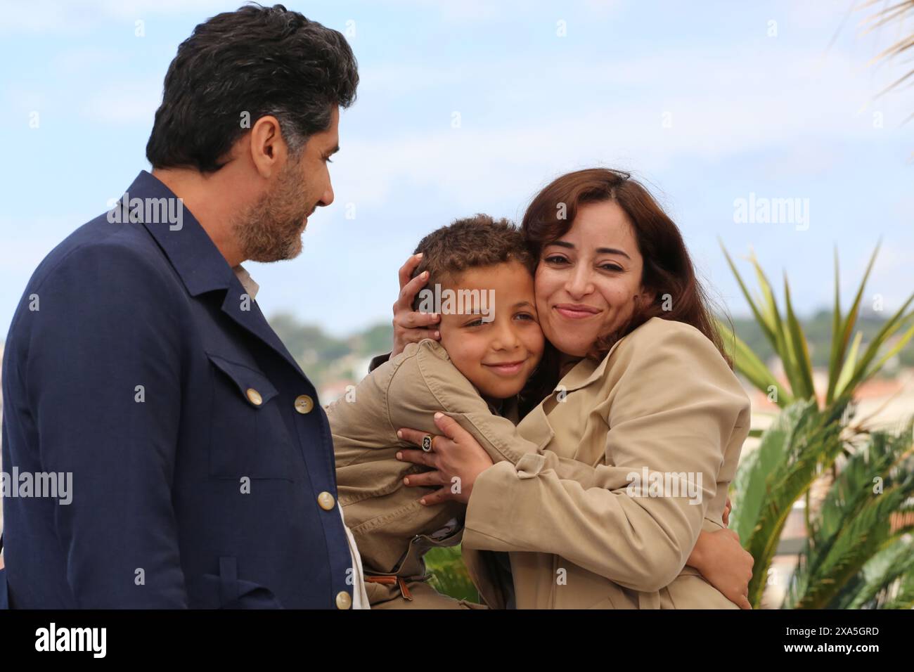 Cannes, France. 18th May, 2024. Nabil Ayouch, Joud Chamihy and Nisrin Erradi at the Everybody ...