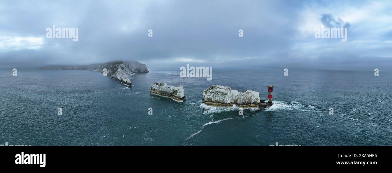 An aerial view of The Needles Isle in England Stock Photo - Alamy