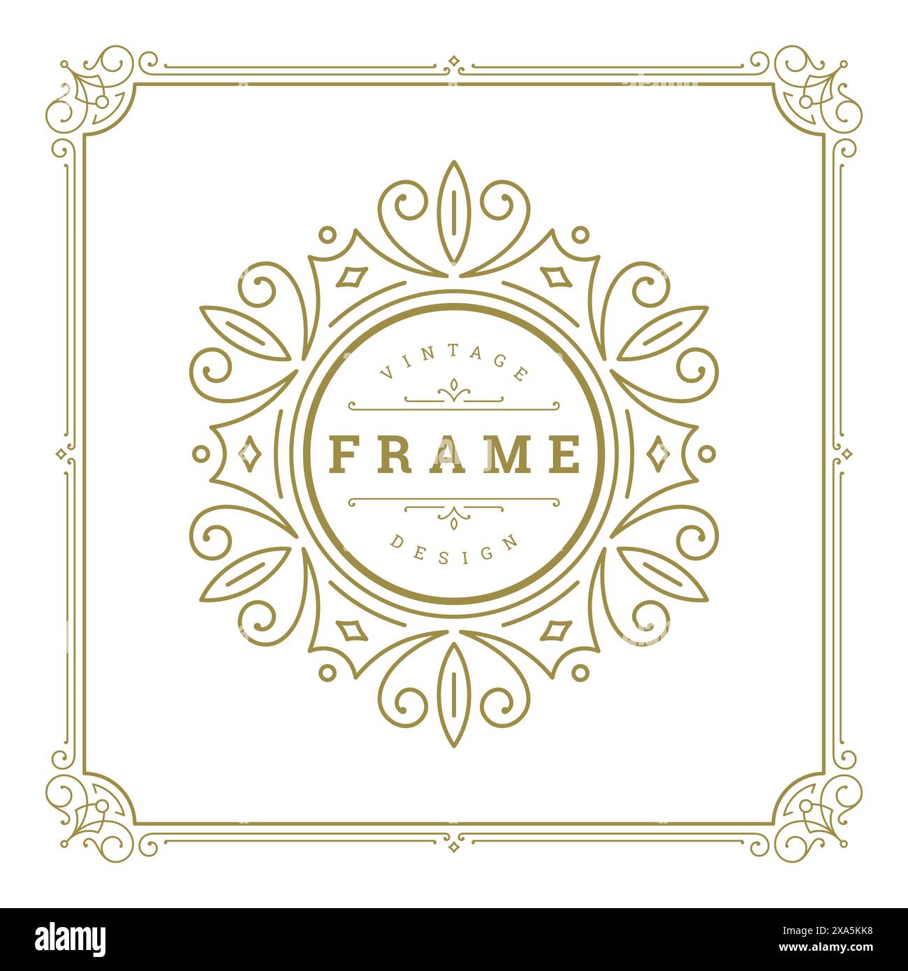Vintage flourishes ornament swirls lines frame template vector ...