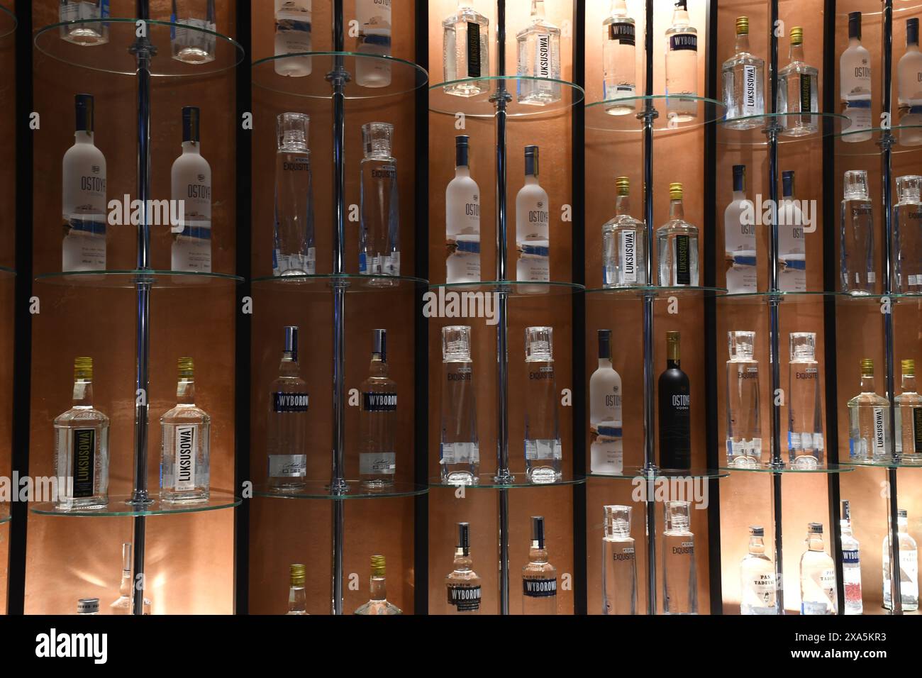 Many types of Vodka bottles in the Polish Vodka Museum in Warsaw Stock ...