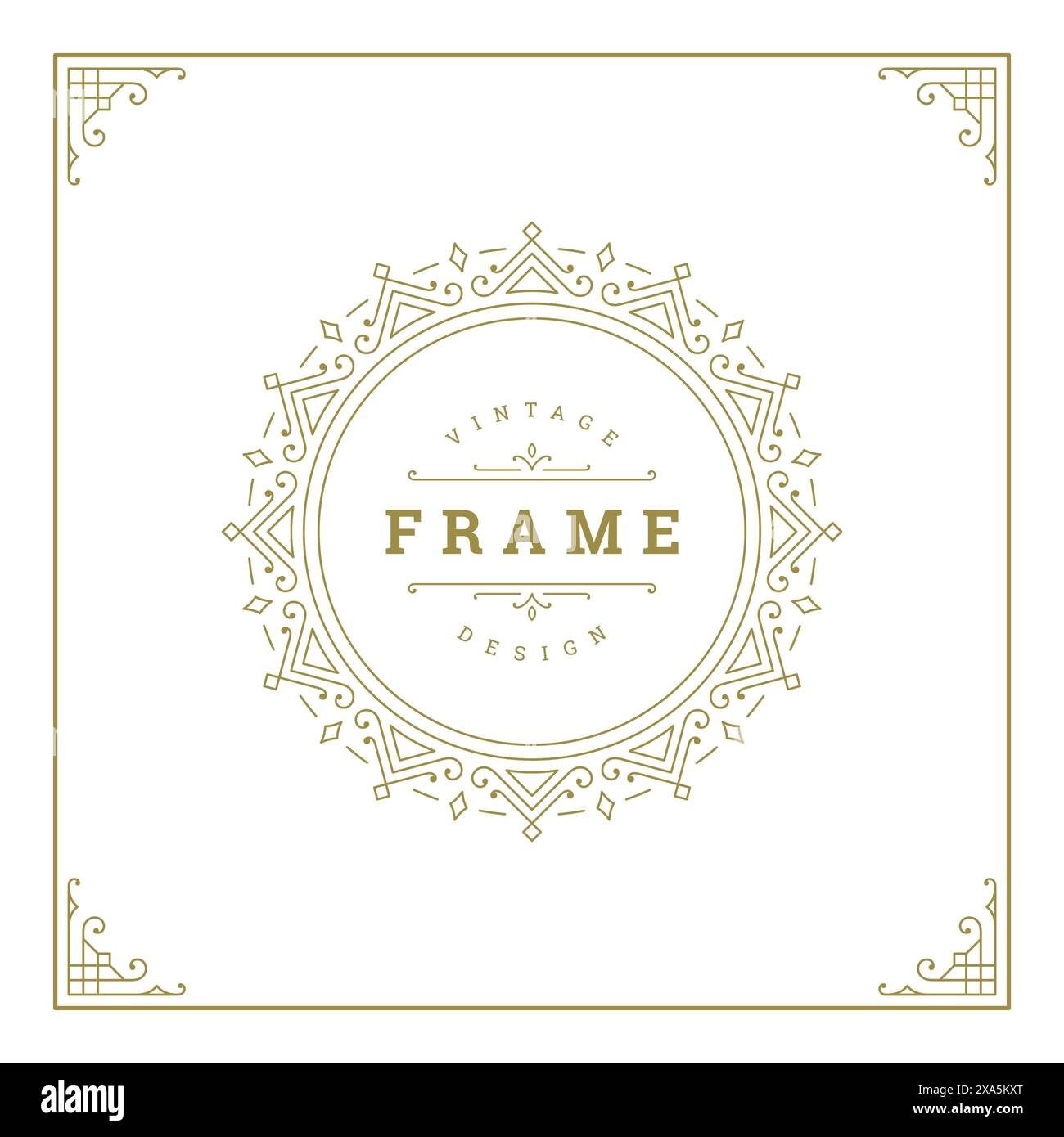 Vintage flourishes ornament swirls lines frame template vector ...