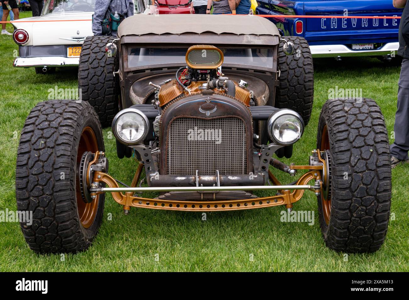 A customized 1929 Ford Model A Sedan rat rod in the Moab Rotary Car ...