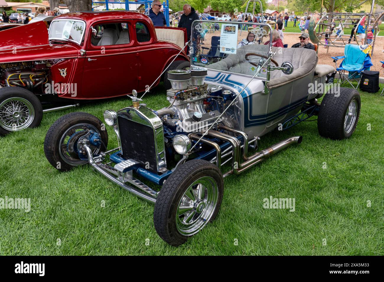 A customized 1923 Ford Roadster T-bucket hotrod in the Moab Rotary Car ...