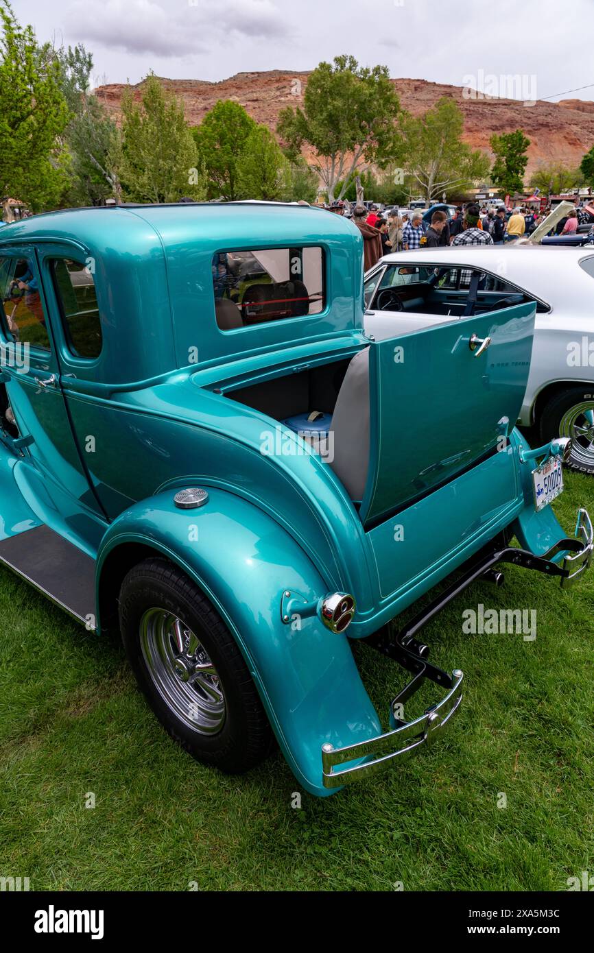 A customized 1930 Ford Model A Coupe in the Moab Rotary Car Show in ...