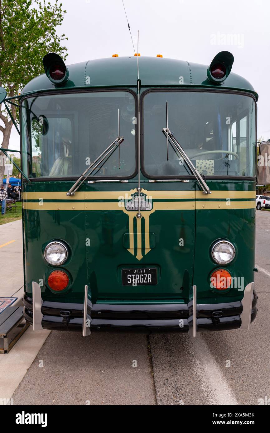 A customized 1981 Crown Supercoach converted to a motorhome in the Moab ...