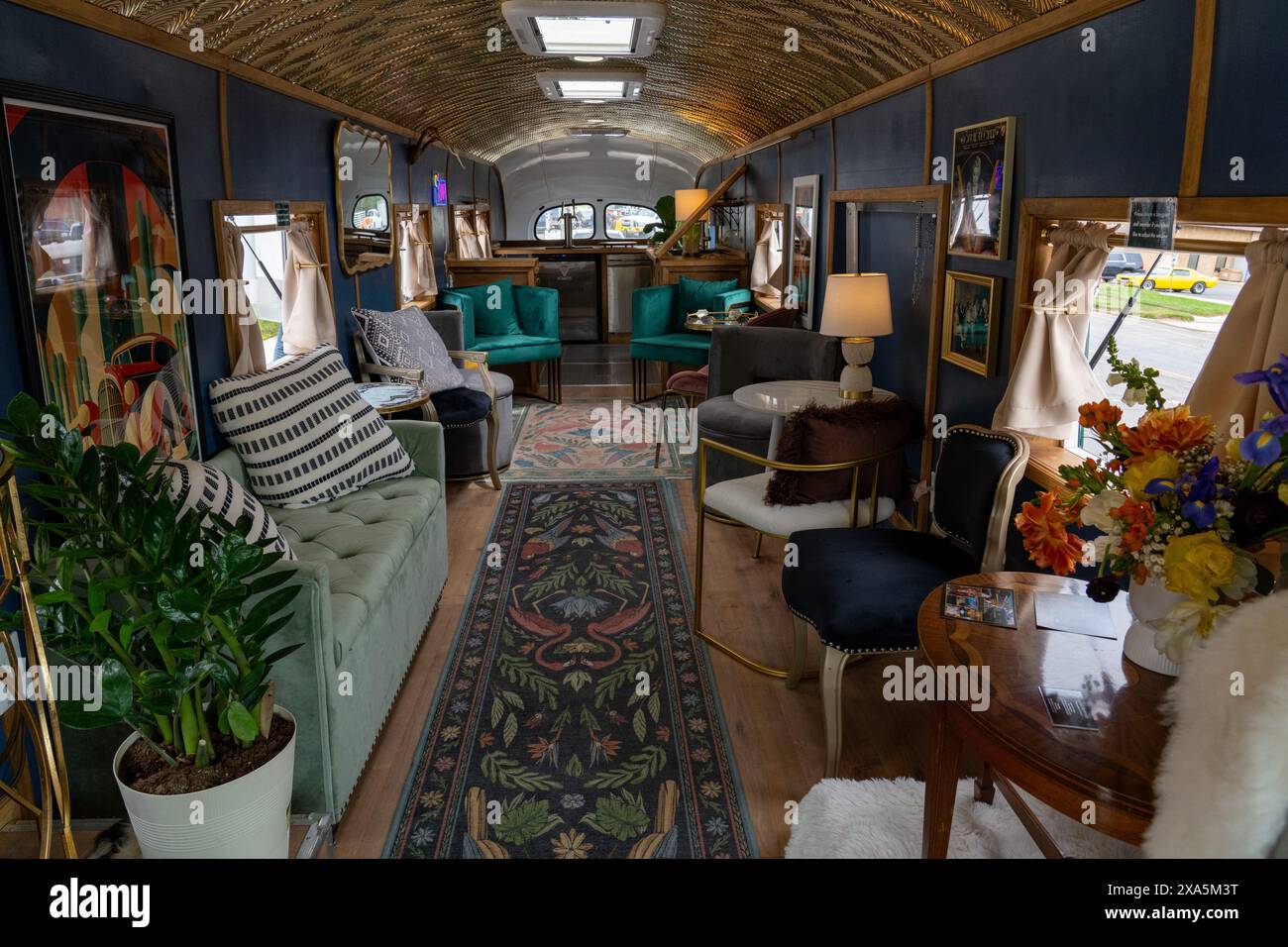 Interior of a customized 1981 Crown Supercoach converted to a motorhome ...