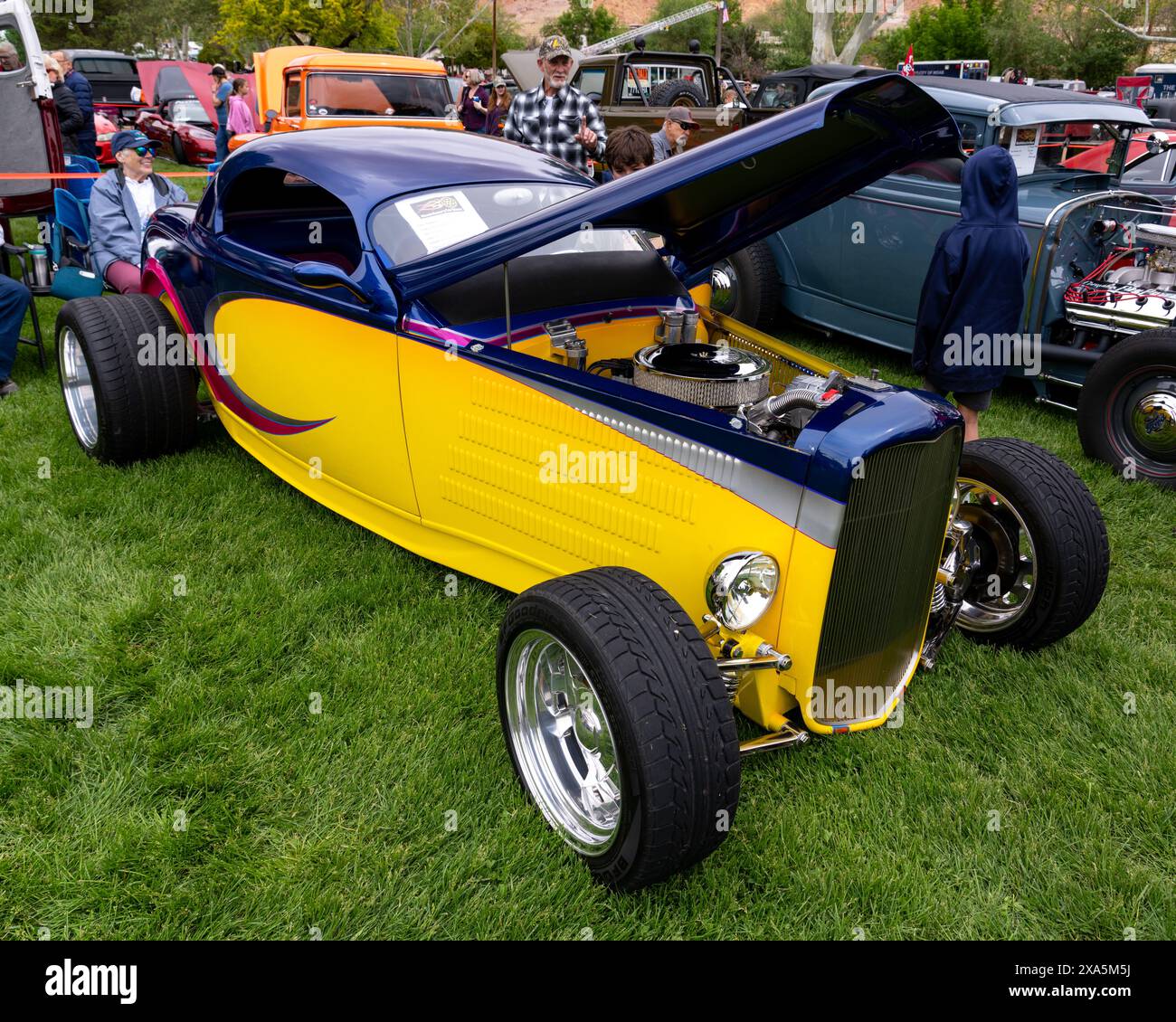 A customized 1932 Ford Highboy Roadster in the Moab Rotary Car Show in ...