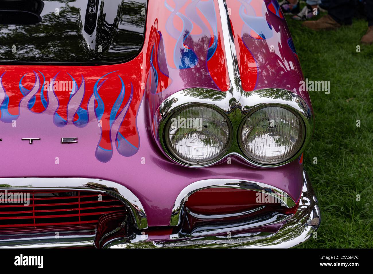 Detail of a modified 1962 Chevy Corvette in the Moab Rotary Car Show in ...