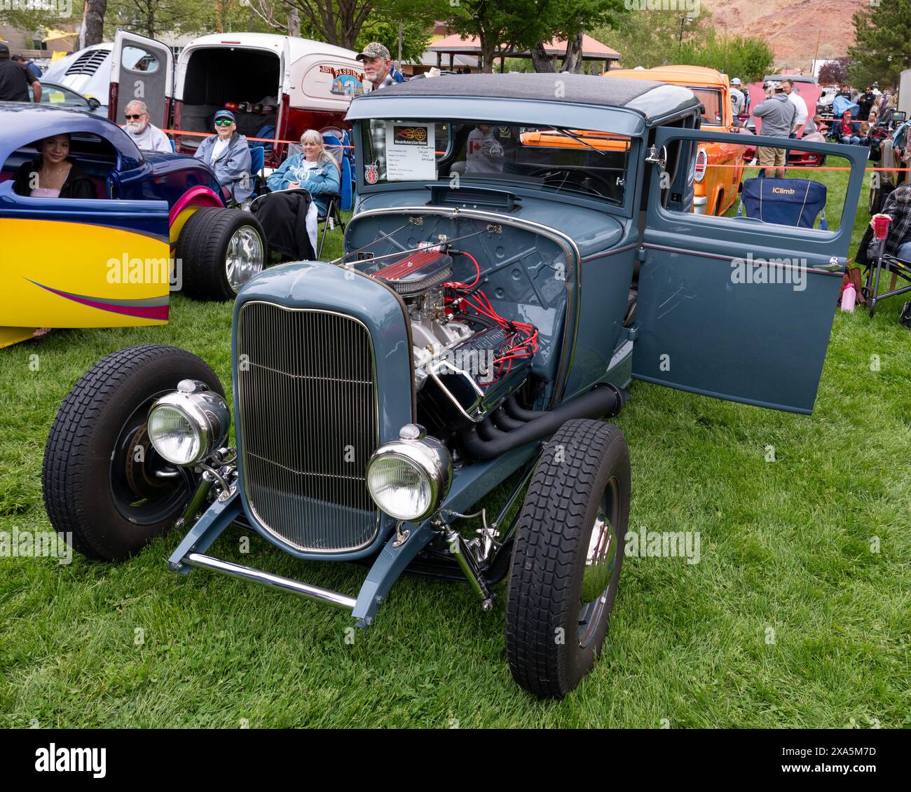 A customized 1930 Ford Model A Coupe in the Moab Rotary Car Show in ...