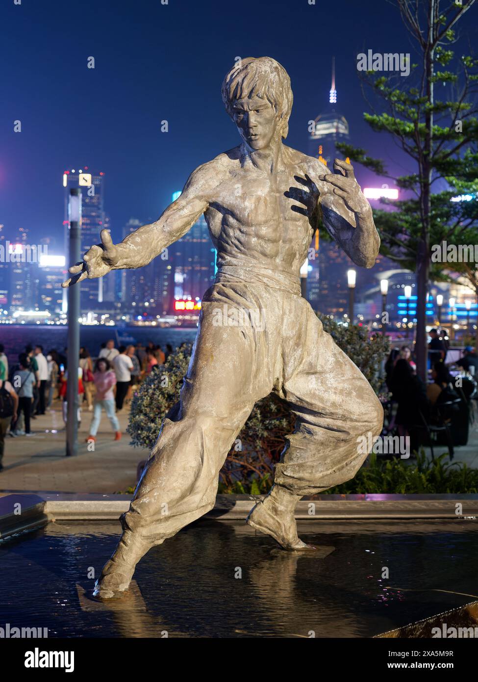 View of the bronze memorial statue of the martial artist Bruce Lee ...