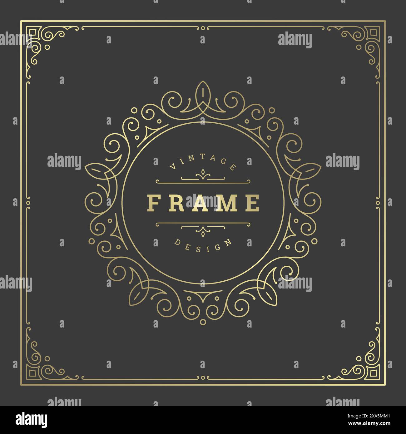 Vintage flourishes ornament swirls lines frame template vector ...