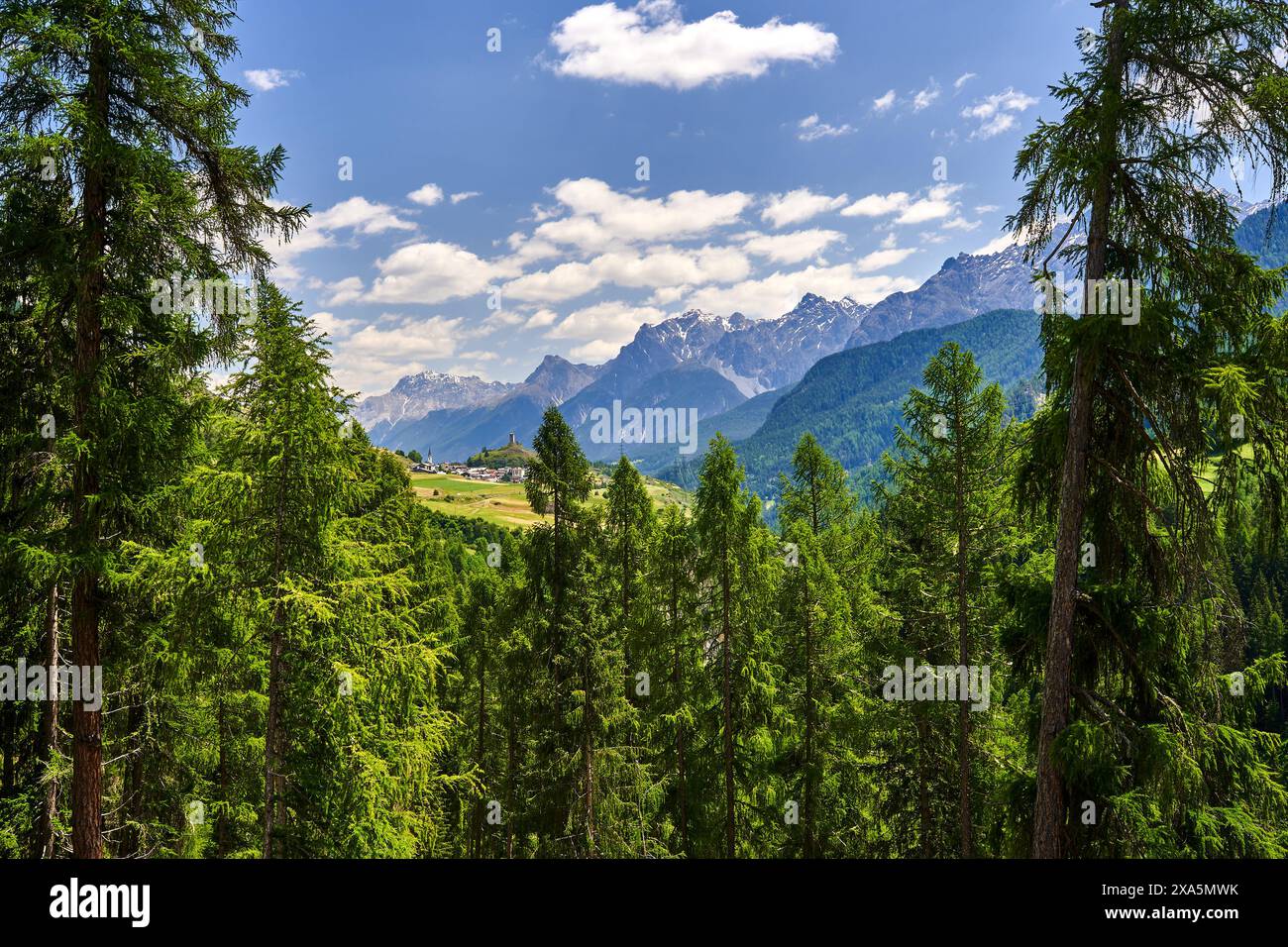 Scenic mountain view from valley viewpoint Stock Photo - Alamy