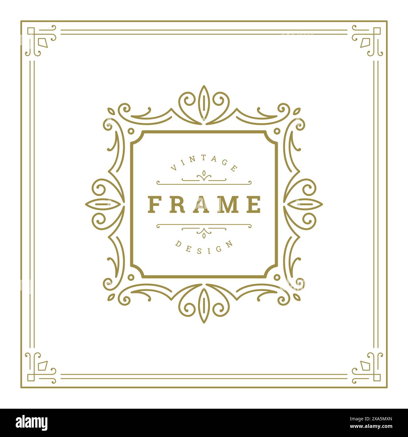 Vintage flourishes ornament swirls lines frame template vector ...