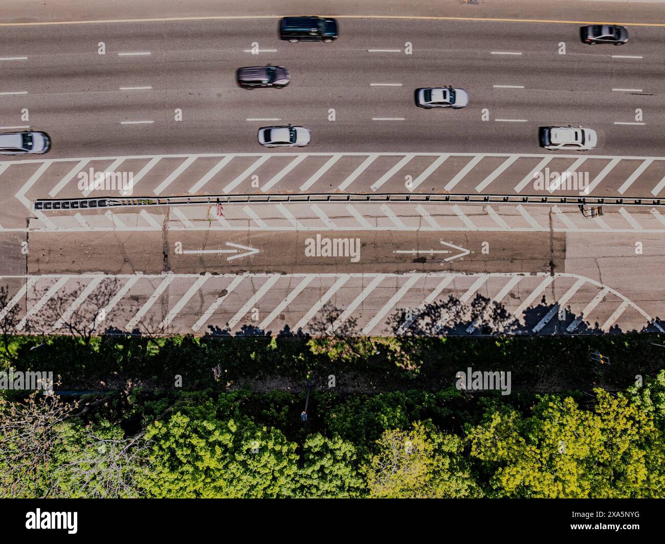 An aerial view of cars passing through an intersection Stock Photo - Alamy