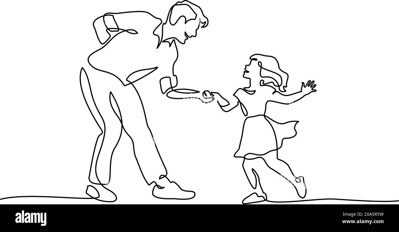 Single line father drawing Cut Out Stock Images & Pictures - Alamy