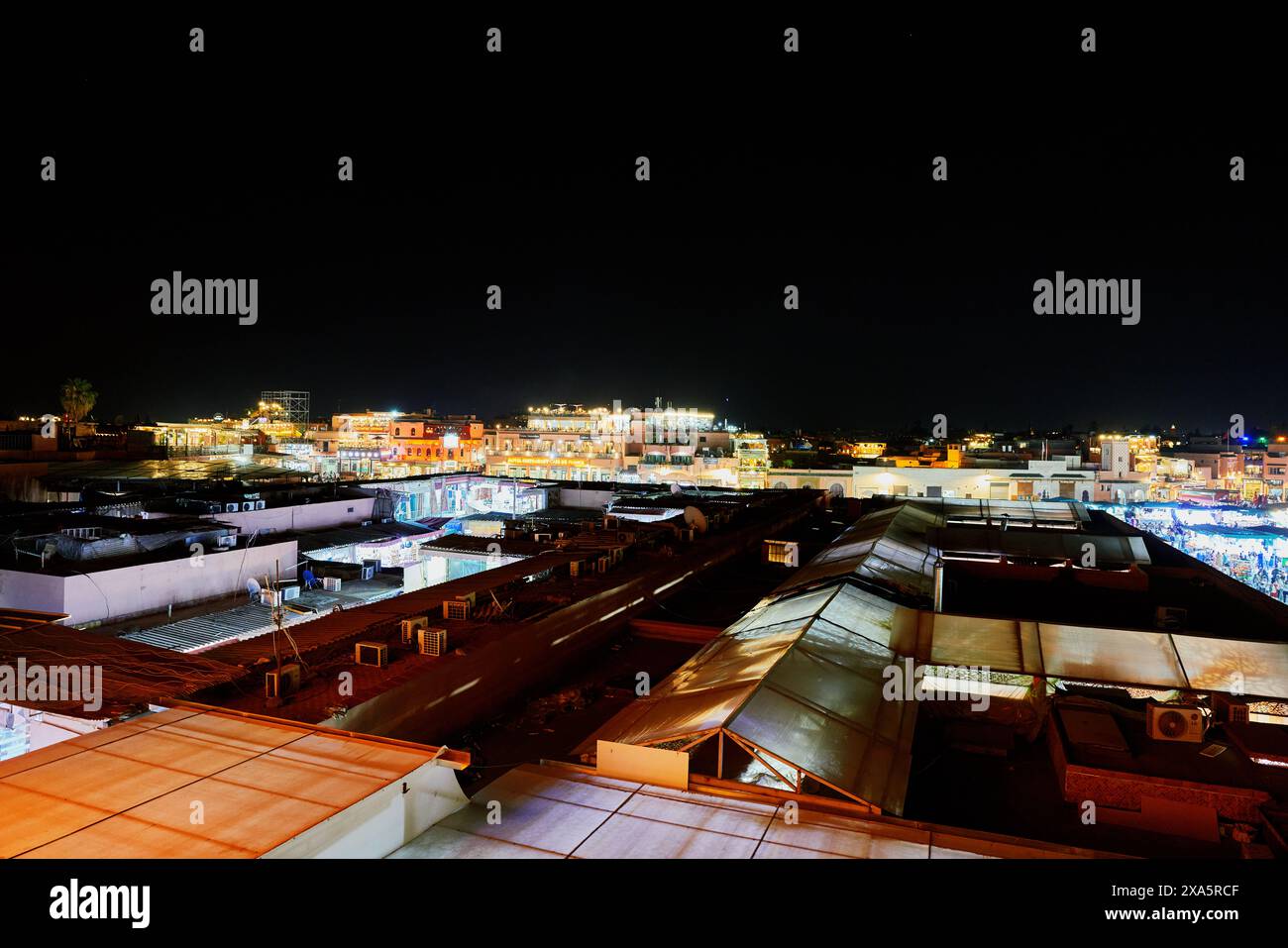 top view of Jamaa Lafna at night in marrakesh city in morocco Stock ...