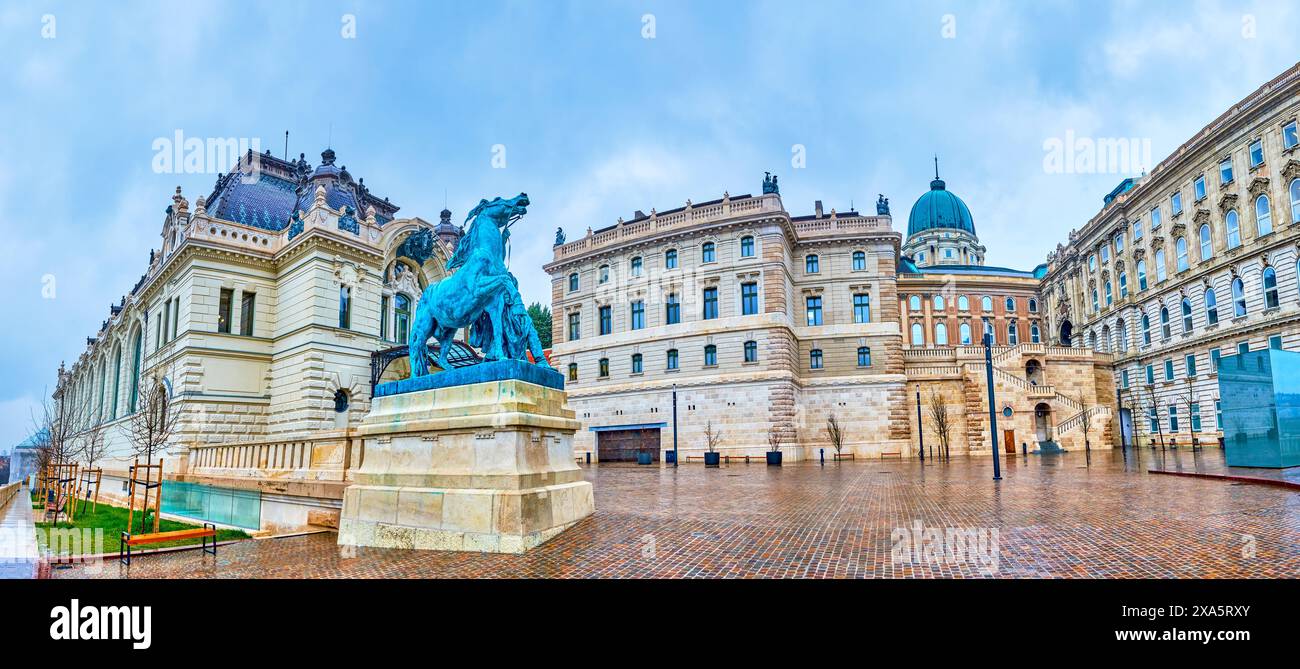 Panorama of the Foal Courtyard with Buda Castle, the Royal Riding Hall ...