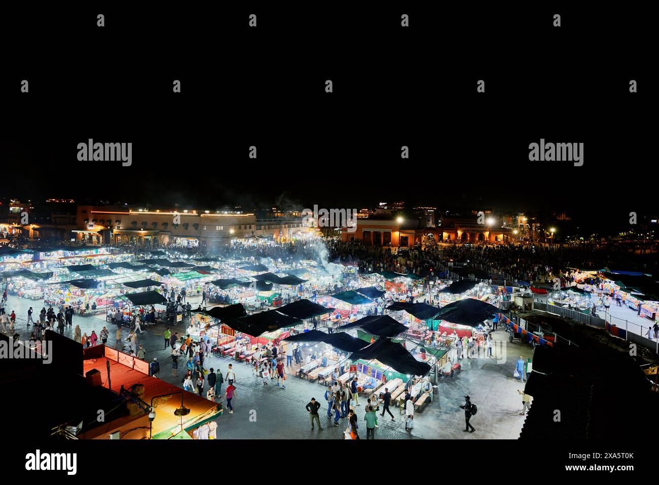 top view of Jamaa Lafna at night in marrakesh city in morocco Stock ...