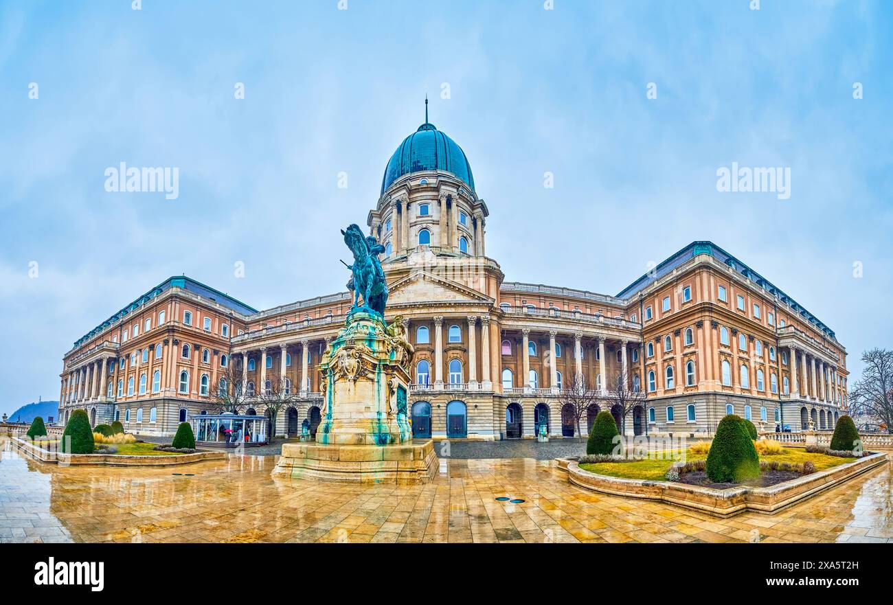 Panorama of Buda Castle and the Equestrian Statue of Prince Eugene of ...