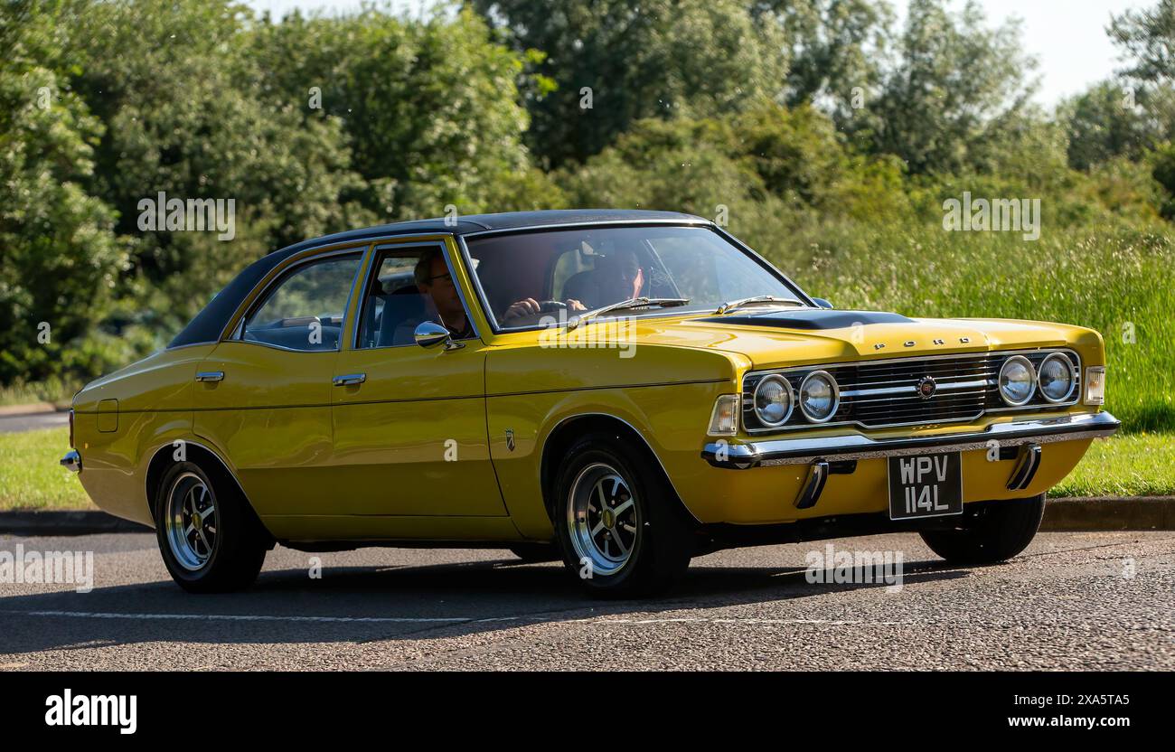 Stony Stratford,UK - June 2nd 2024:1972 yellow Ford Cortina 1600 car ...