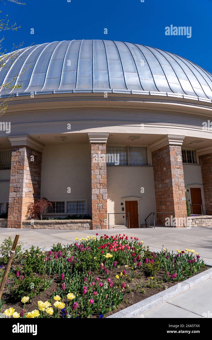 The Salt Lake Tabernacle with its domed metal roof, completed in 1867 ...