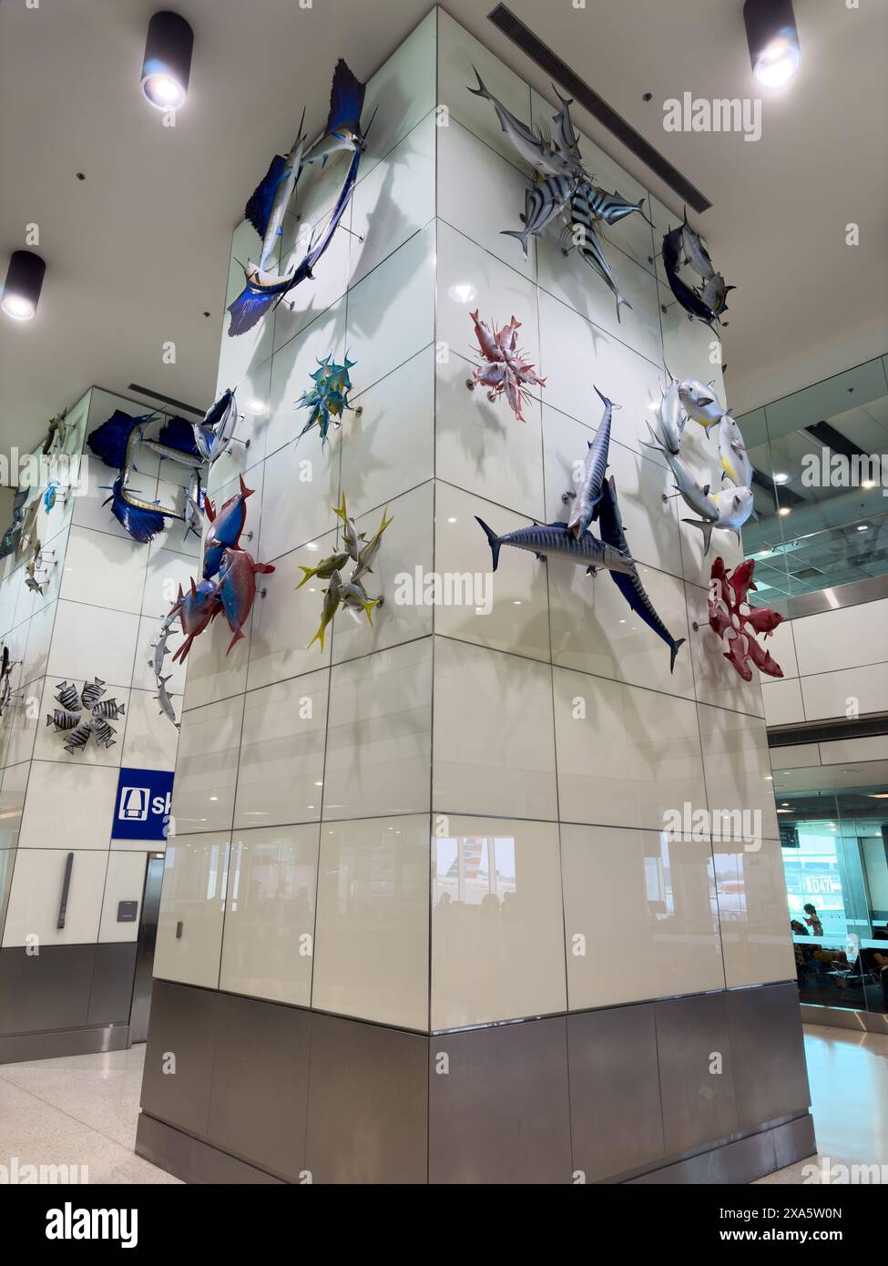 Saltwater fish in the ocean-themed decor in the Miami International ...