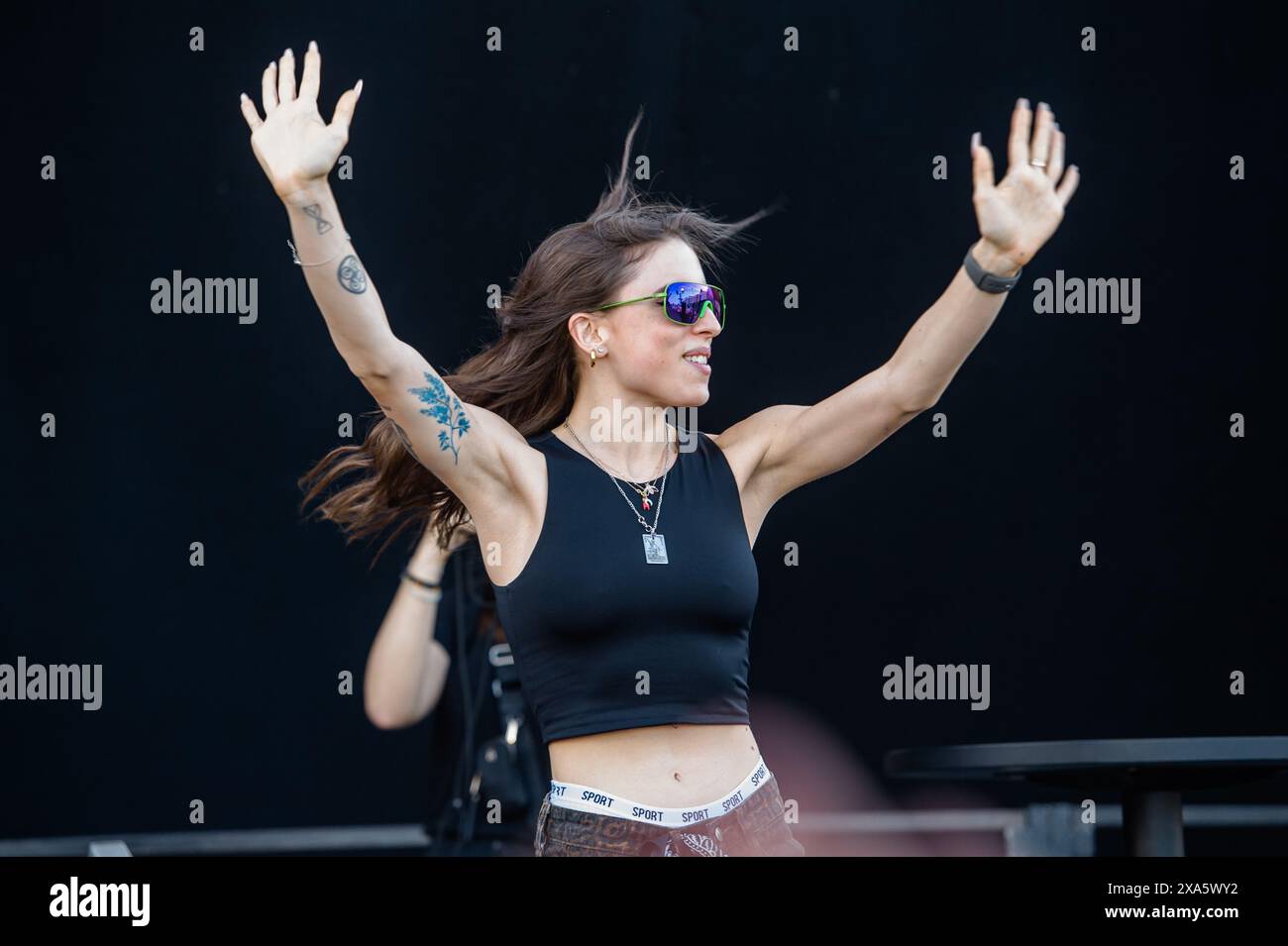 Singer Angelina Mango is performing on stage at Ottagono Square at ...