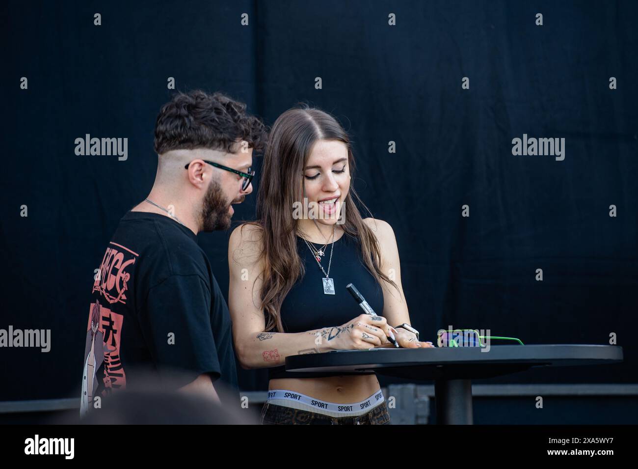 Singer Angelina Mango is performing on stage at Ottagono Square at ...
